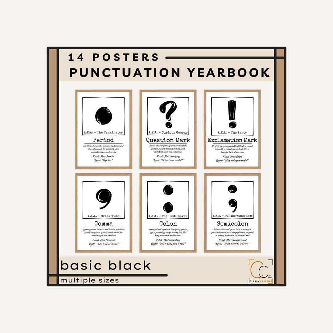 Funny Punctuation Posters: English Grammar Classroom Decor (digital ...
