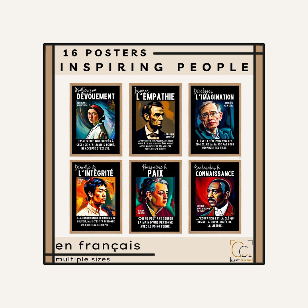 Inspiring People in French Classroom Posters: Motivational Quotes En ...