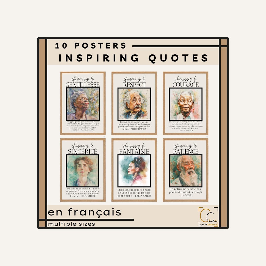 French Classroom Posters: Inspiring Quotes, Growth Mindset (digital ...