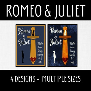 Romeo and Juliet Movie Poster, Shakespeare Wall Art, Romeo & Juliet ...