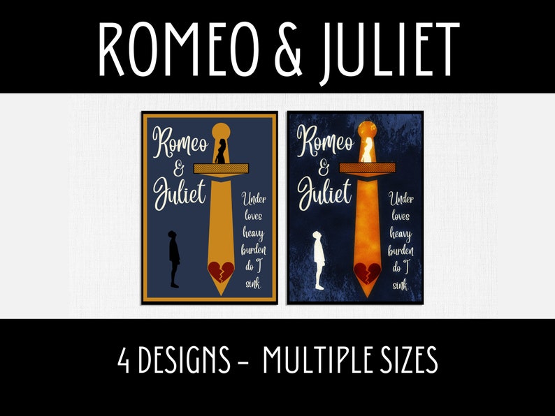 Romeo and Juliet Movie Poster, Shakespeare Wall Art, Romeo & Juliet ...