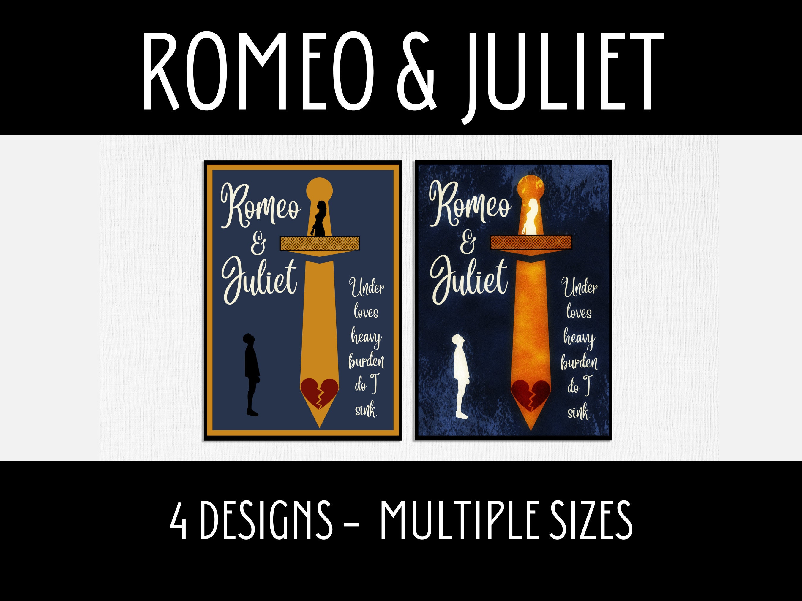 Romeo and Juliet Movie Poster, Shakespeare Wall Art, Romeo & Juliet ...