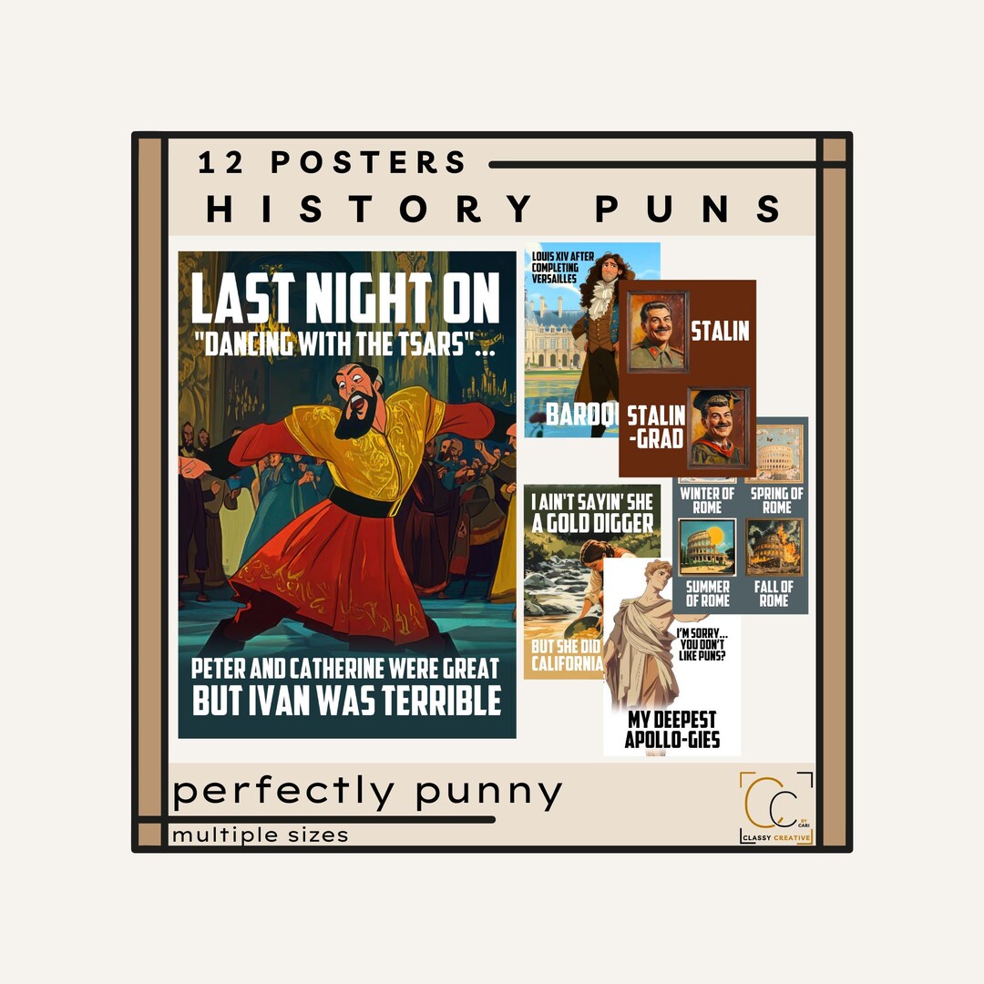 History Puns Posters: Funny Social Studies Classroom Decor Hilarious ...