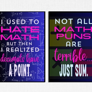 Math Puns Posters: Funny Mathematics Classroom Decor Math Jokes Middle ...