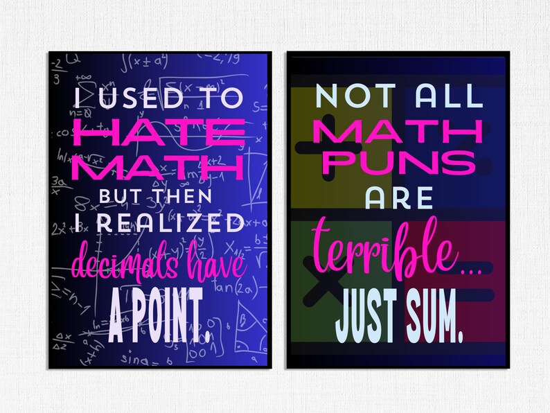 Math Puns Posters: Funny Mathematics Classroom Decor Math Jokes Middle ...