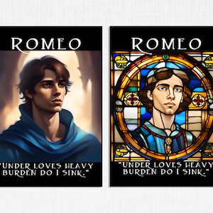 Romeo & Juliet Character Quotes Shakespeare Wall Art Romeo and Juliet ...