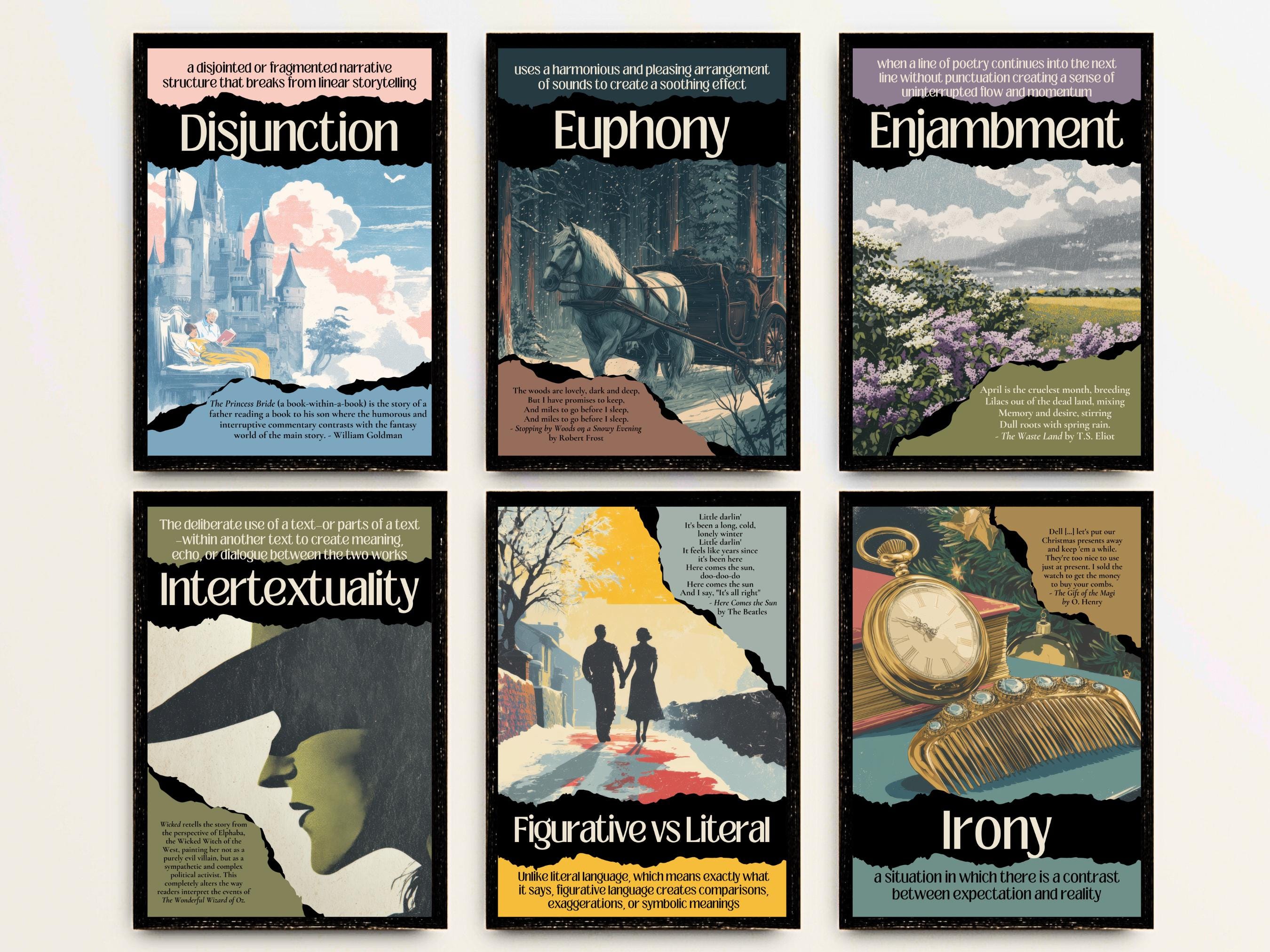 Literary Terms Poster Bundle Set 2: Vintage Figurative Language Poetic ...