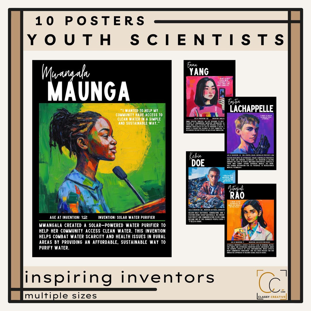 Young Inventors Science Classroom Posters Inspirational Children Middle ...