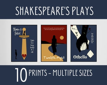 Shakespeare Famous Plays Prints, Shakespeare Gallery Wall, English ...