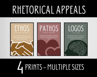 Set of 5 Ethos Pathos Logos Kairos, Rhetorical Appeals, English Reading ...