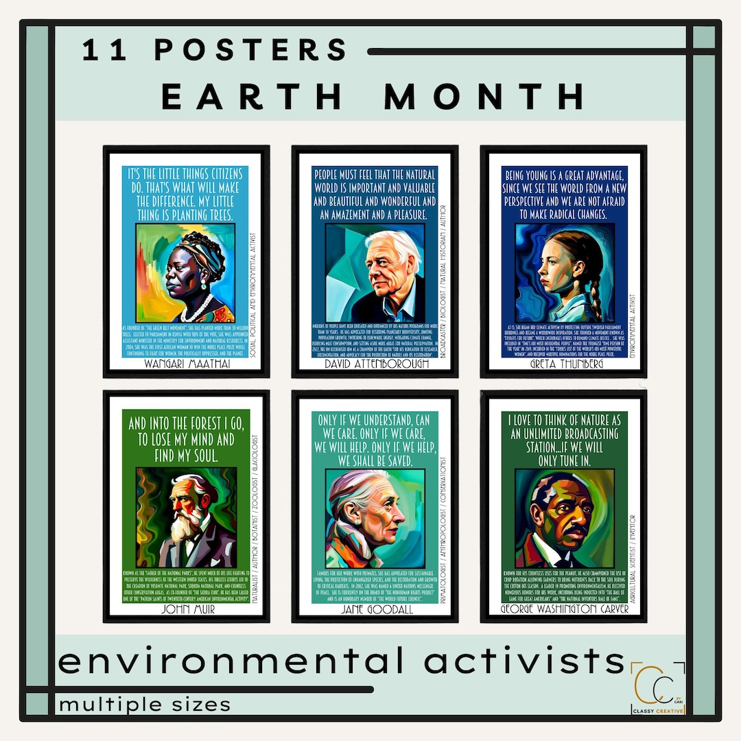 Earth Month Posters Famous Environmentalists Earth Month Bulletin Board ...