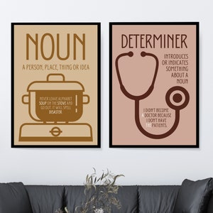 Parts of Speech Posters, Elementary Classroom, English Classroom Puns ...