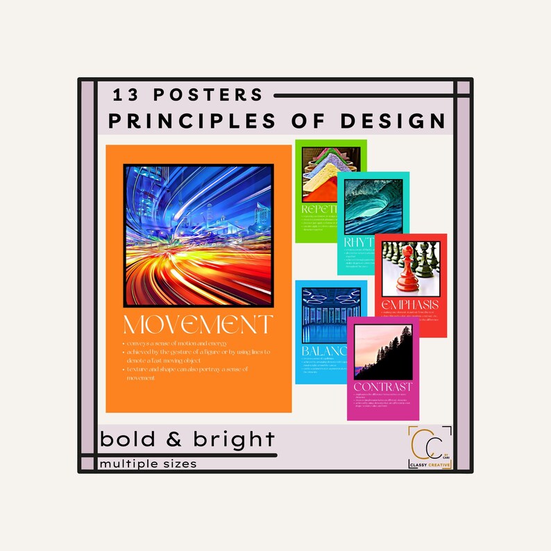 Principles of Design Posters: Art Classroom Poster Elements of Art ...