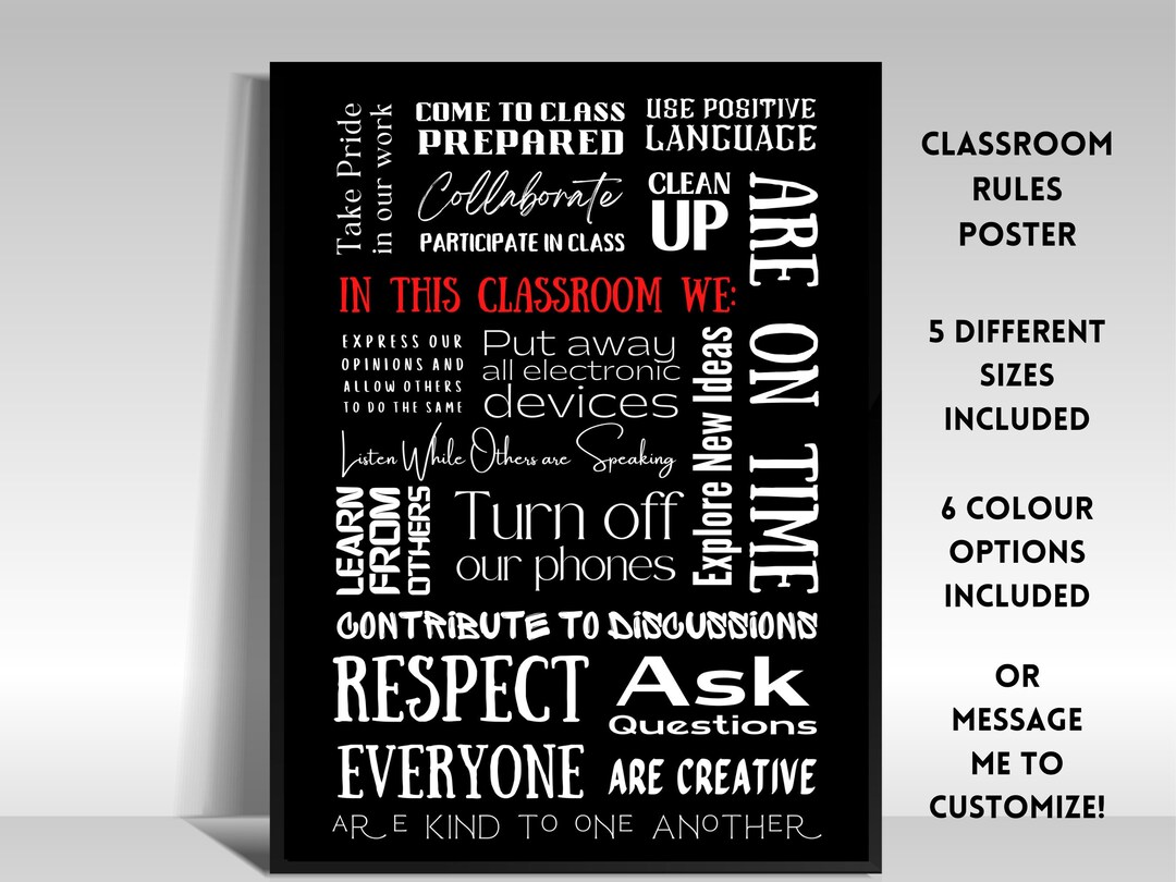 Classroom Rules Poster Classroom Behaviour Middle School - Etsy