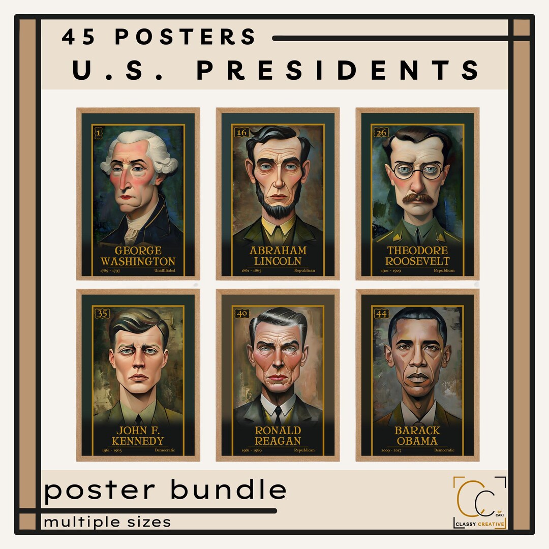 US Presidents Posters United States American History Classroom Decor ...