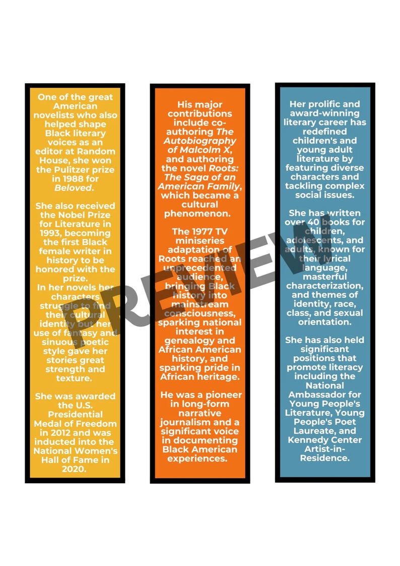 Black History Month Bookmarks Bundle: Famous African American Civil ...