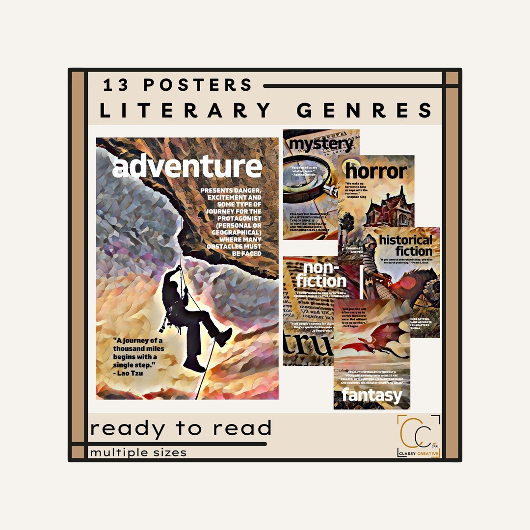Literary Genre Posters: High School English Classroom Decor Popular ...