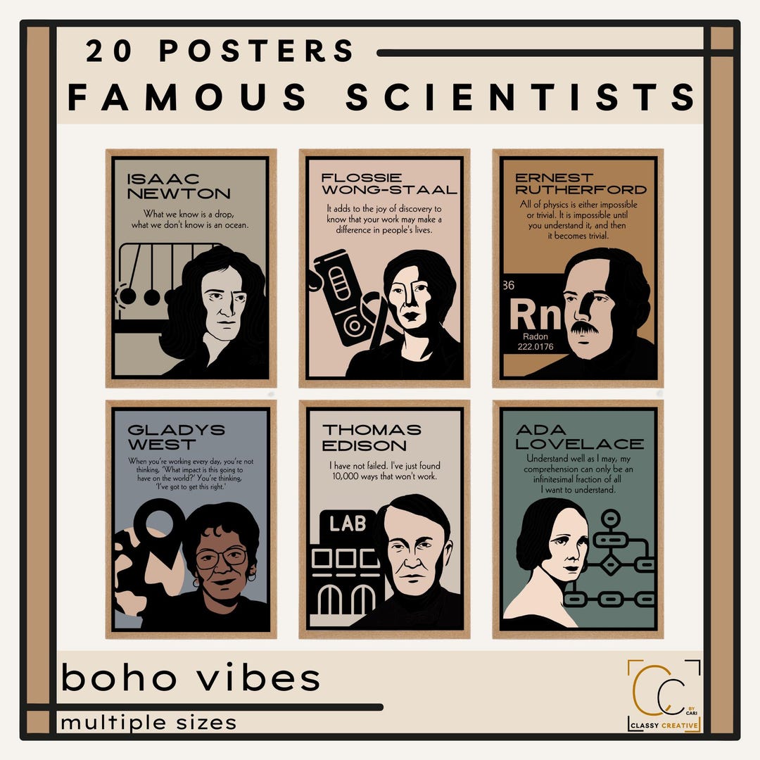 Famous Scientists Posters: Boho Classroom Decor (digital Download ...