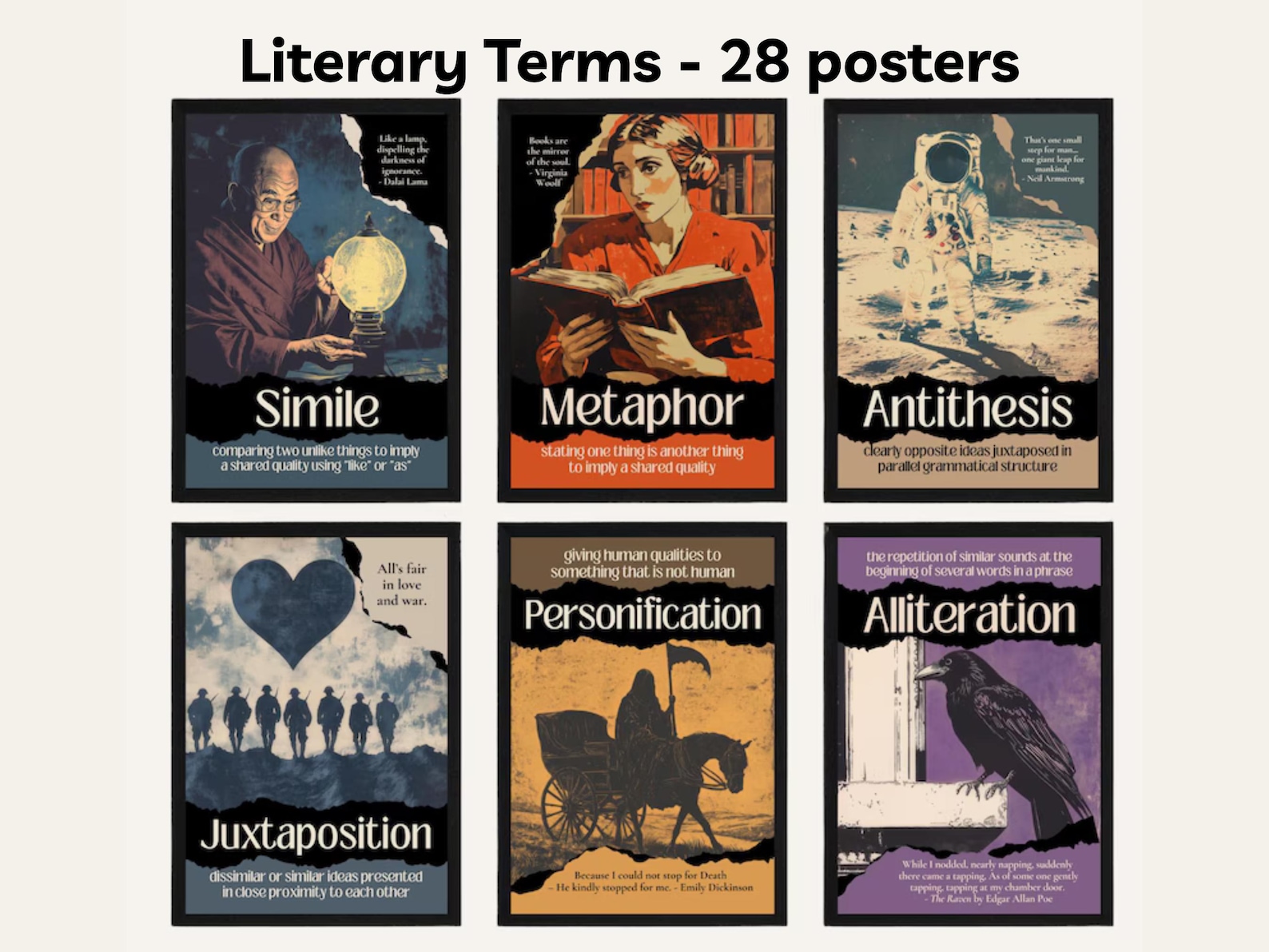 High School English Classroom Poster Bundle: Literary Terms Devices ...
