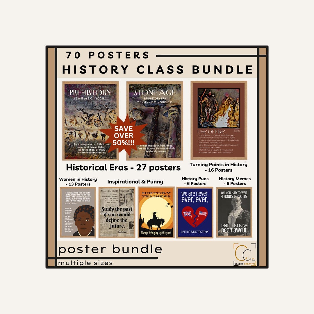 History Class Decor Poster Bundle: Historical Eras, Turning Points in ...