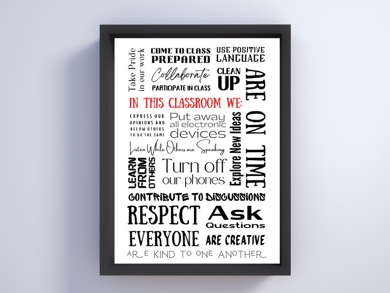 Classroom Rules Poster Classroom Behaviour Middle School - Etsy