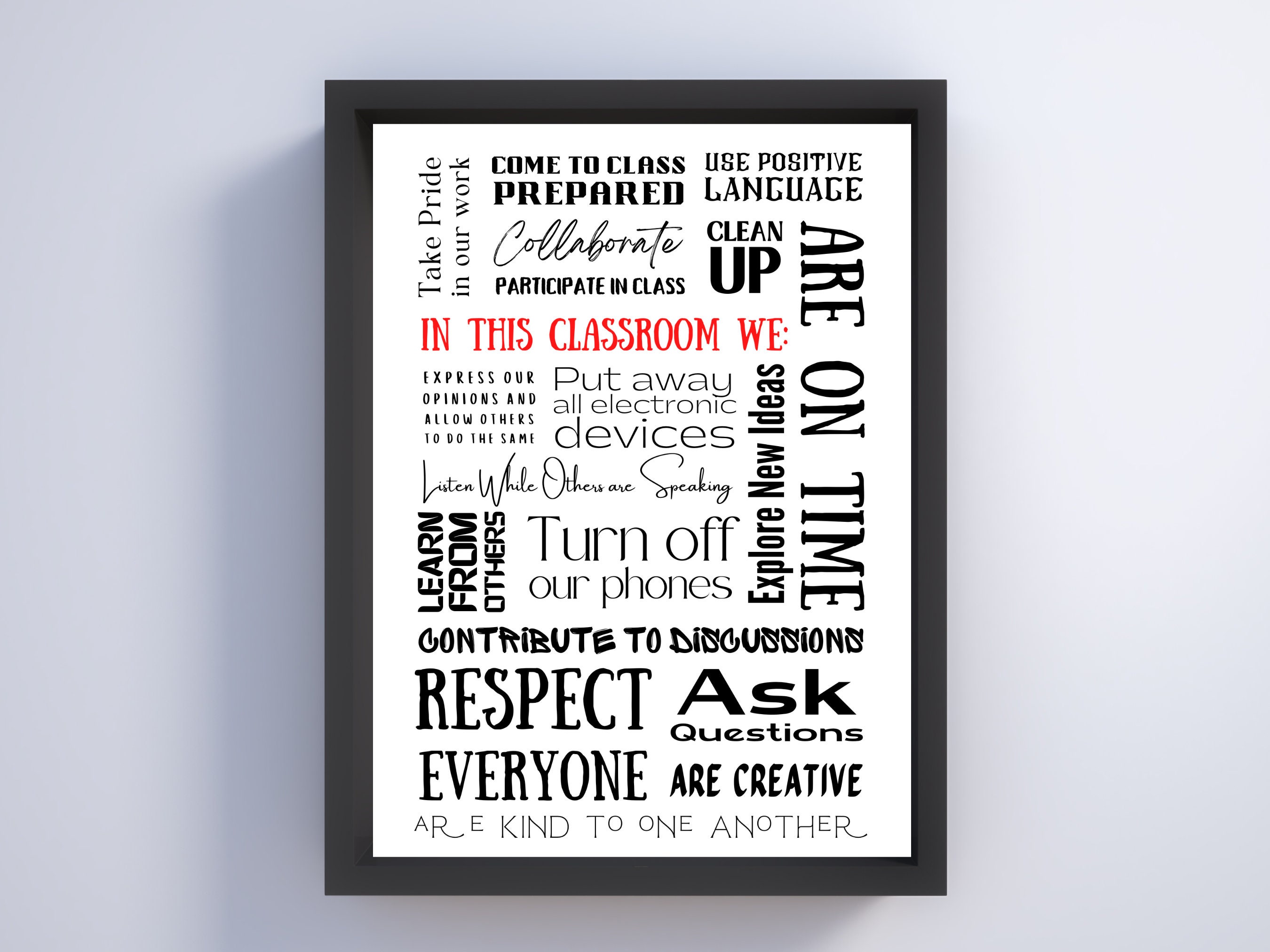 Classroom Rules Poster: Middle School Class Management Expectations ...