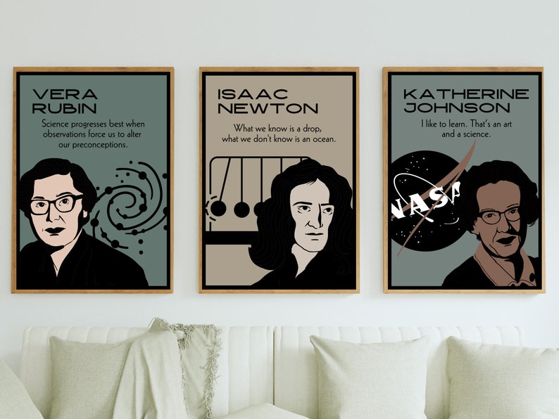Famous Scientists Posters: Boho High School Science Classroom Poster ...