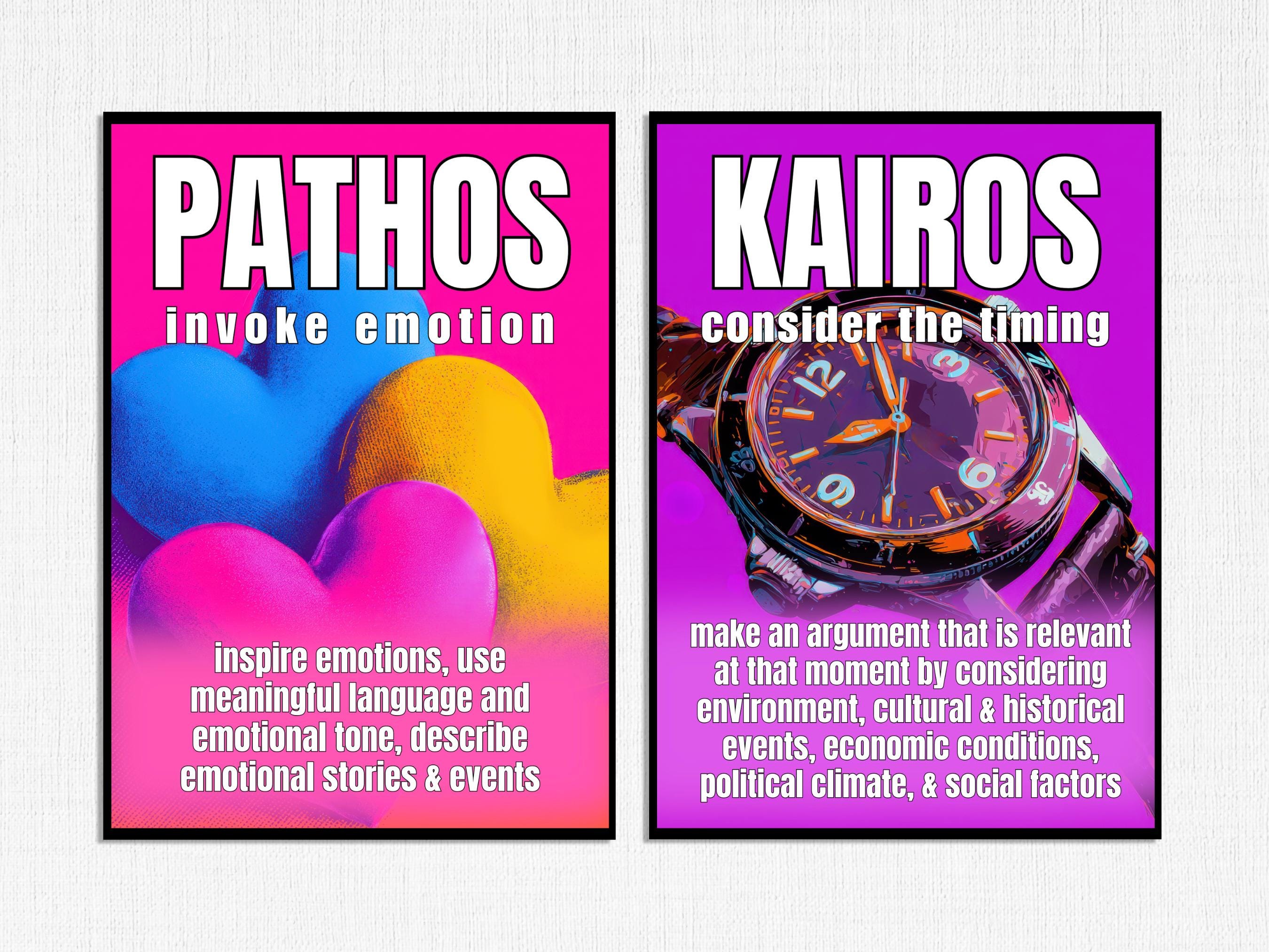Rhetorical Appeals Posters: Ethos Pathos Logos Kairos High School AP ...