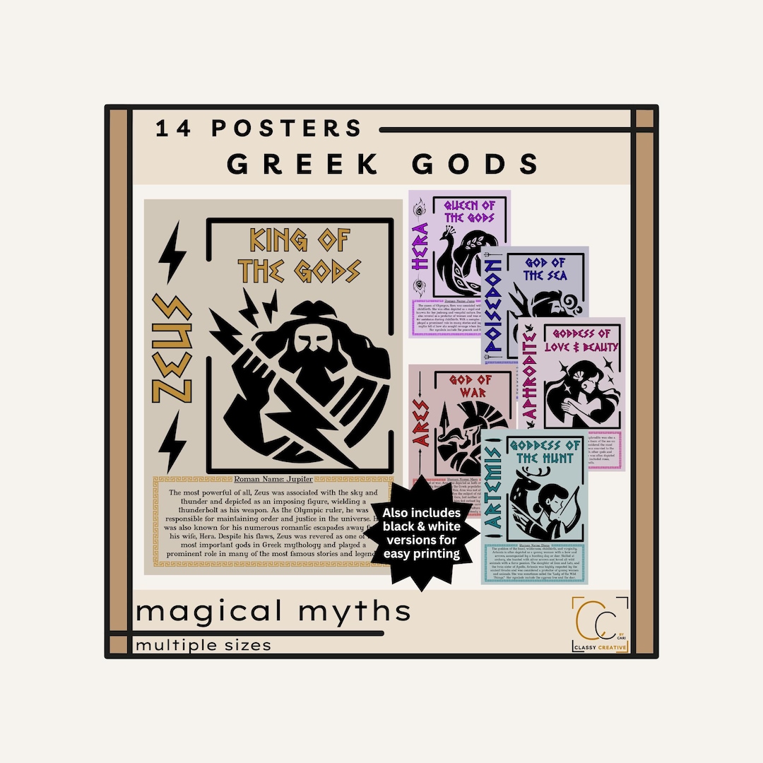 Greek Gods Mythology Posters: Social Studies Classroom Decor Famous ...