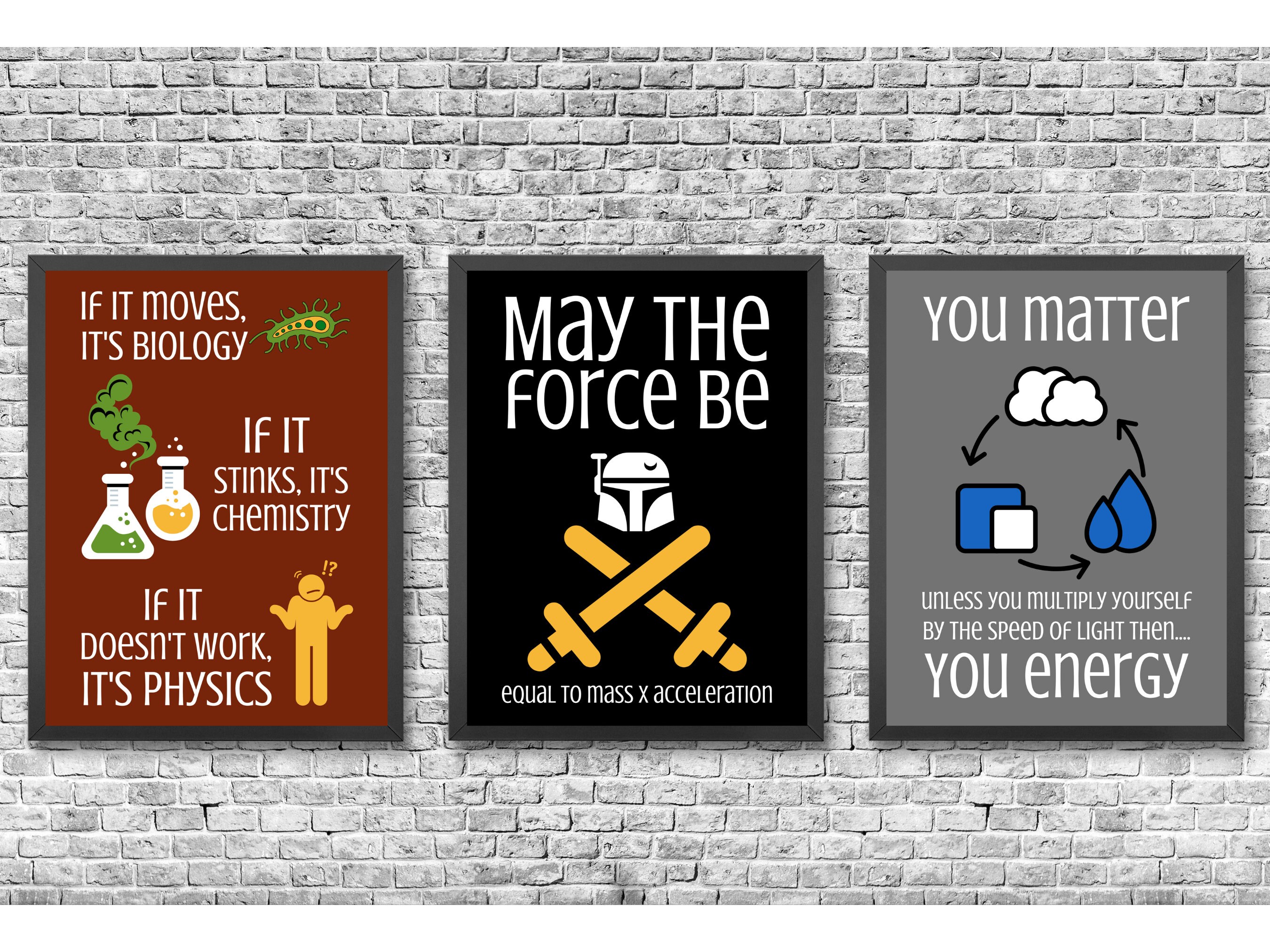Physics Puns Posters: Funny Science Classroom Poster High School ...