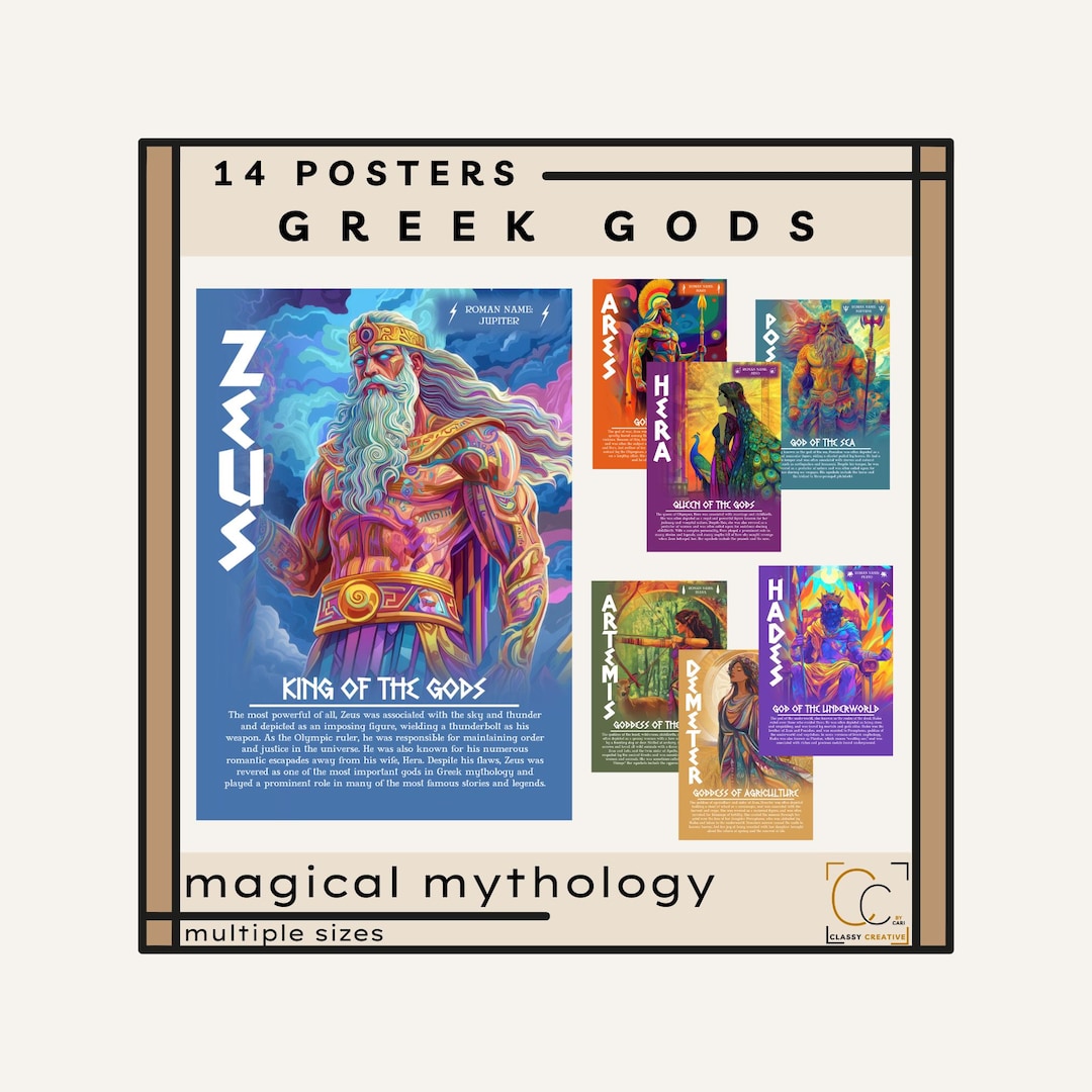 Greek Gods Mythology Posters: Social Studies Classroom Decor Famous ...