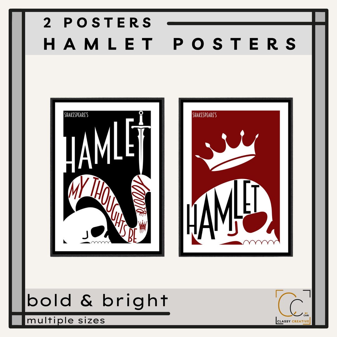 Hamlet Title Poster High School English Classroom Posters Shakespeare ...
