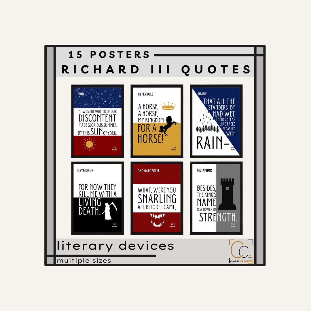 Richard III Literary Device Posters: Shakespeare Classroom Decor ...