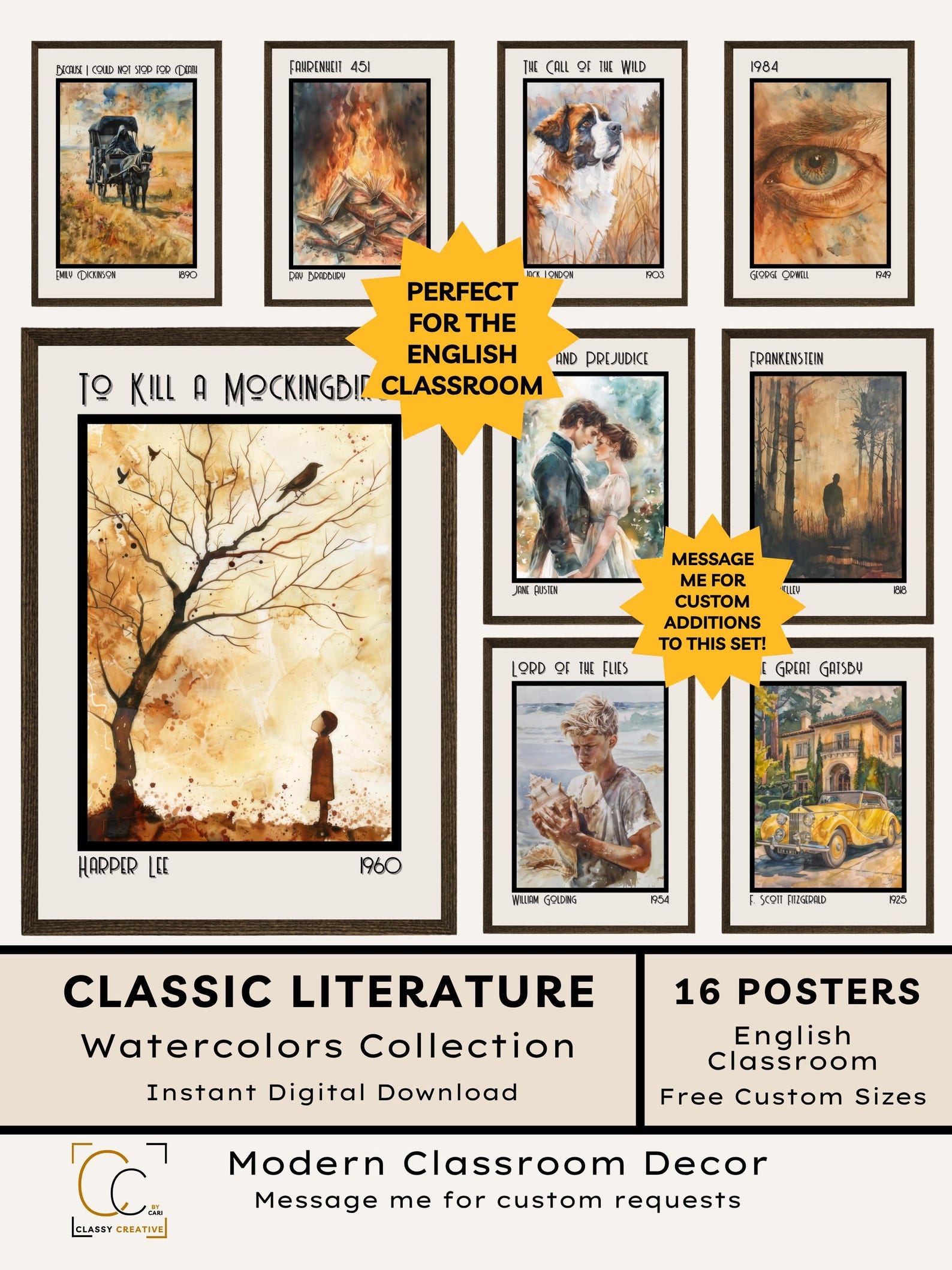 Classic Literature Poster Bundle: High School English Classroom Decor ...