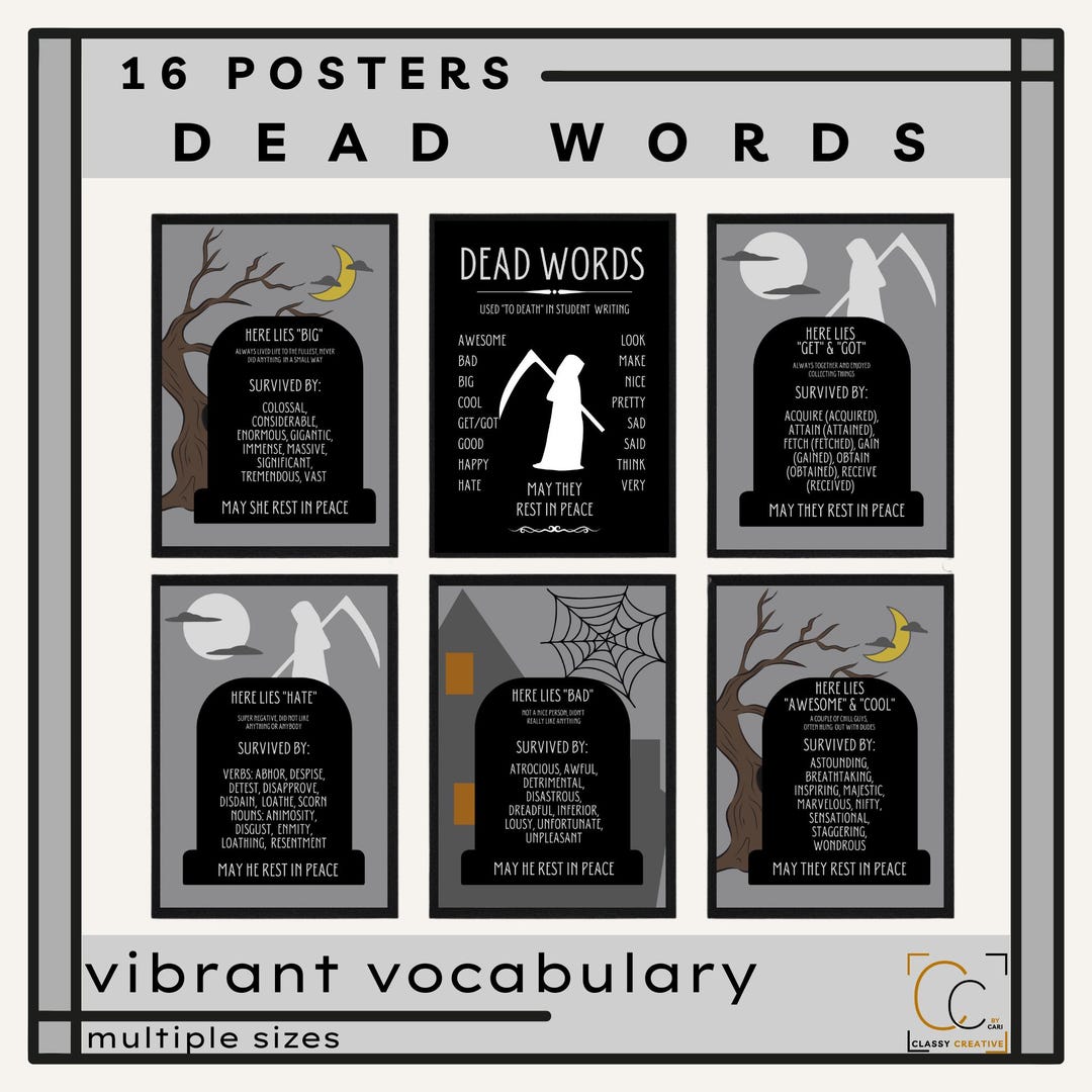 Dead Words Posters Middle School Writing English Classroom Decor ...