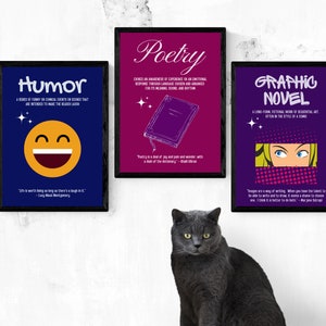 Literary Genres Poster Bundle, Literary Prints, Novel Genres, English ...