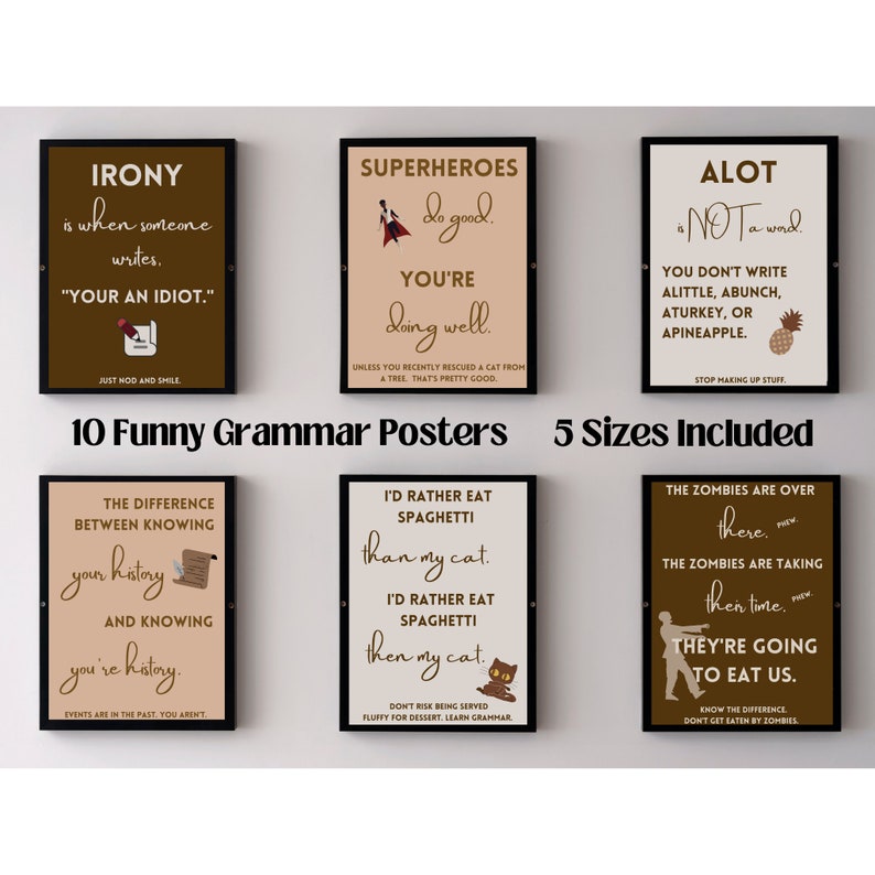 Funny Grammar Posters Middle School English Grammar Mistakes - Etsy