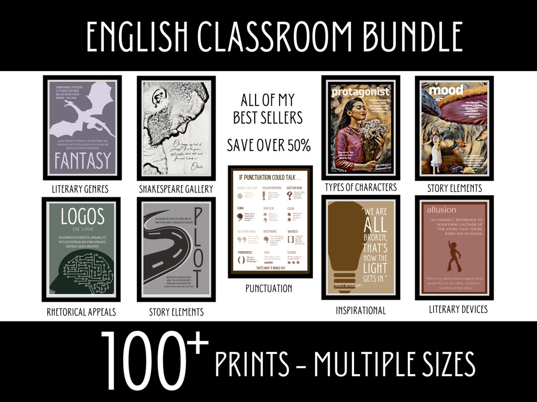 Buy English Classroom Poster Bundle High School English Decor Online in ...