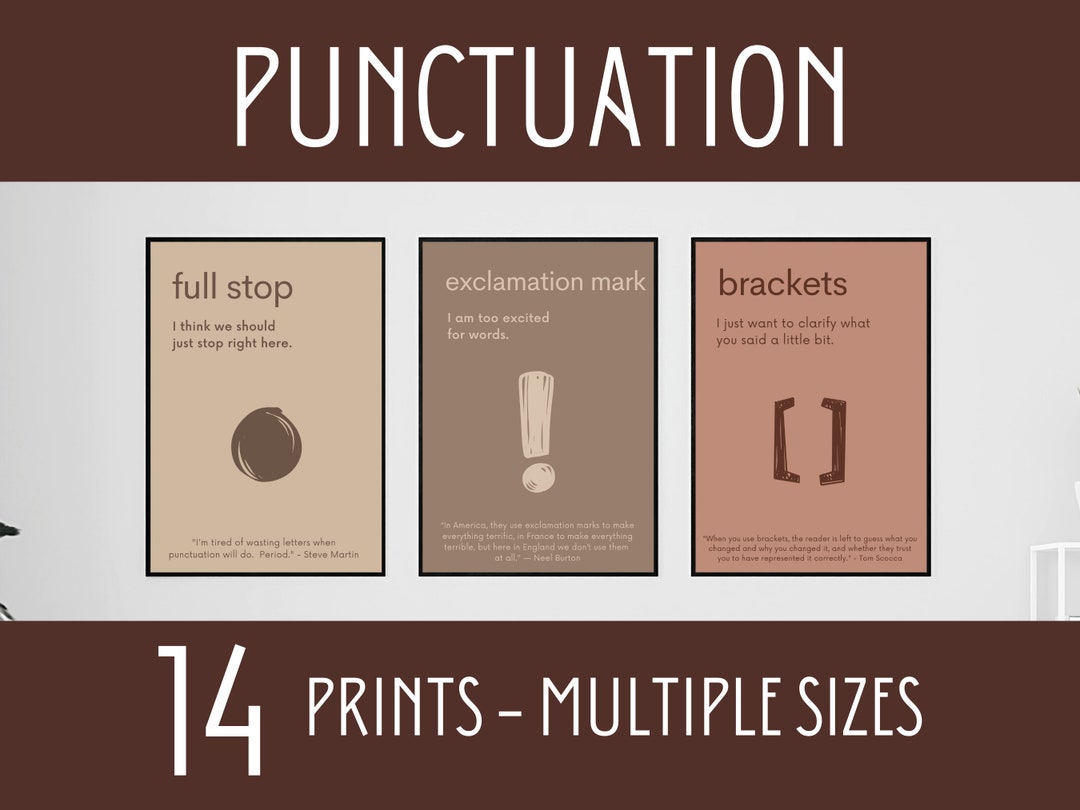 Punctuation Posters, Boho Punctuation Prints, Middle School Decor ...