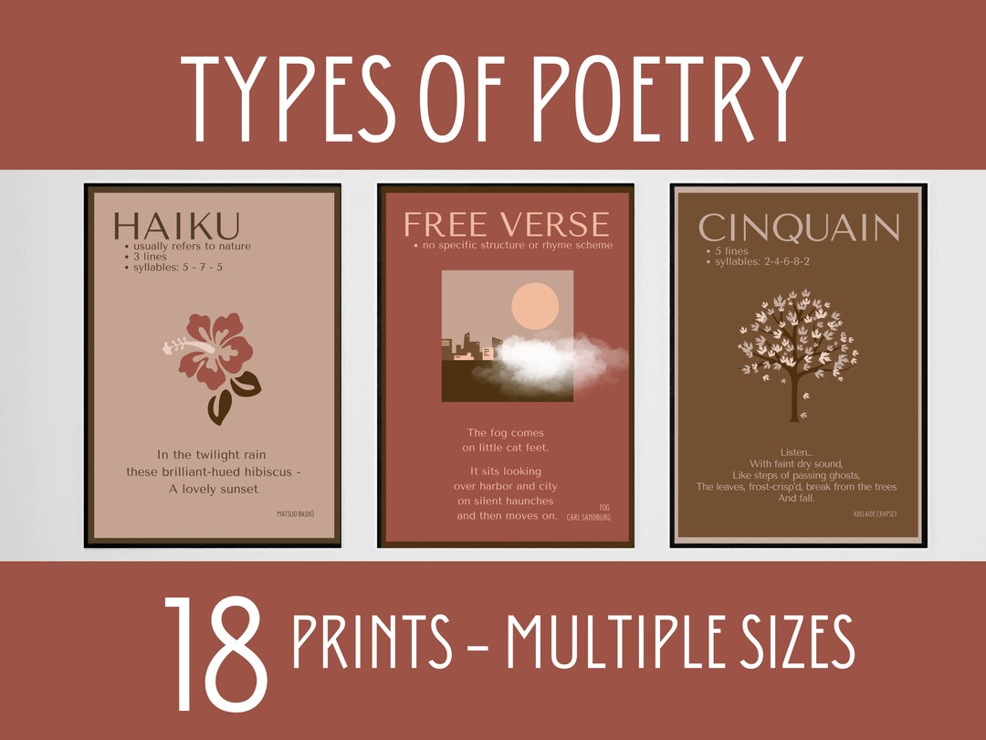 Types of Poetry, English Classroom Decor, Classic Poems, High School ...