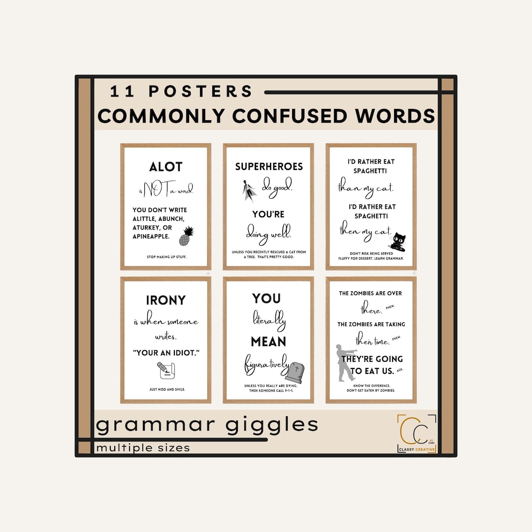 Funny Grammar Posters: Commonly Confused Words Classroom Decor (digital ...
