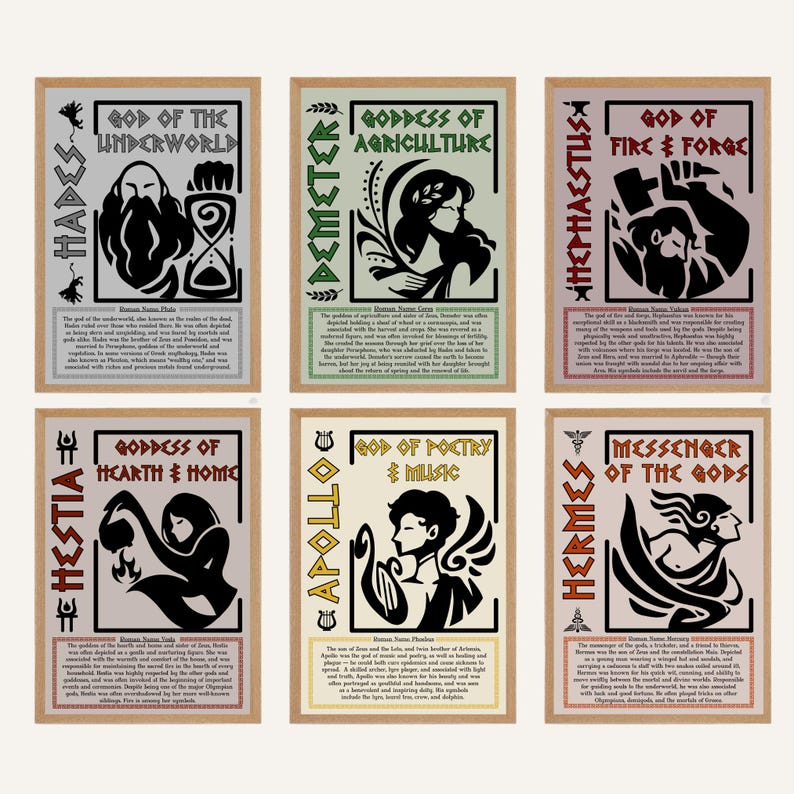 Greek Gods Mythology Posters: Social Studies Classroom Decor Famous ...