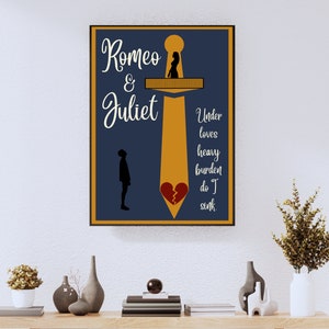 Romeo and Juliet Movie Poster, Shakespeare Wall Art, Romeo & Juliet ...