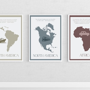 7 Continents Posters: Boho Classroom Decor, World Travel Prints ...