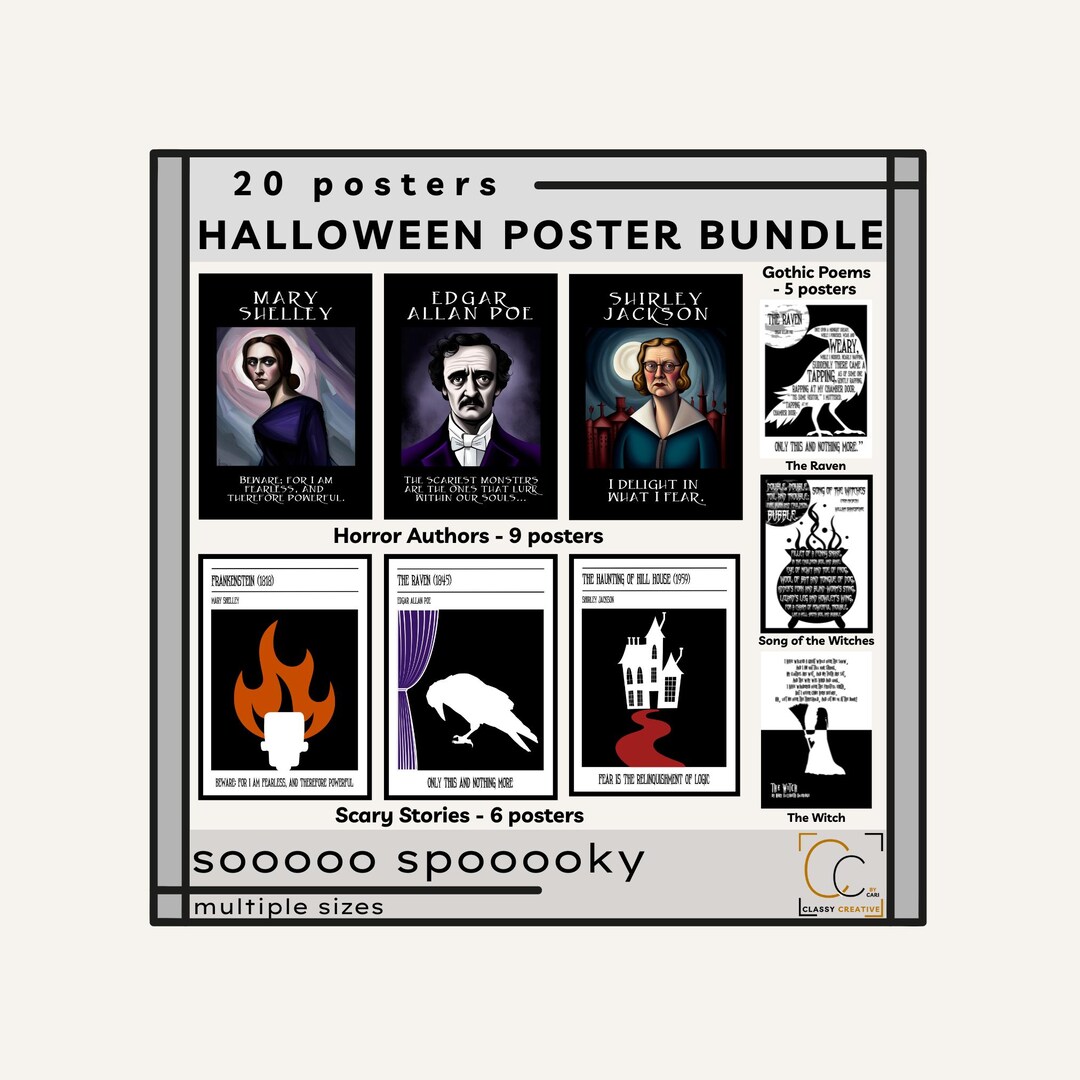 Halloween Gothic Horror Poster Bundle: High School Halloween English ...