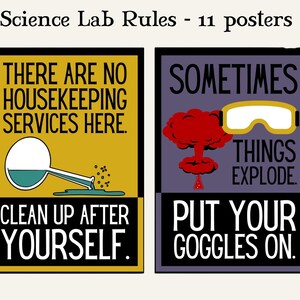 Science Classroom Poster Bundle Periodic Table Funny Lab Safety Rules ...