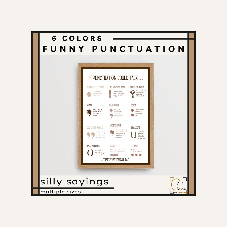Funny Punctuation Poster: English Classroom Decor (digital Download - Etsy