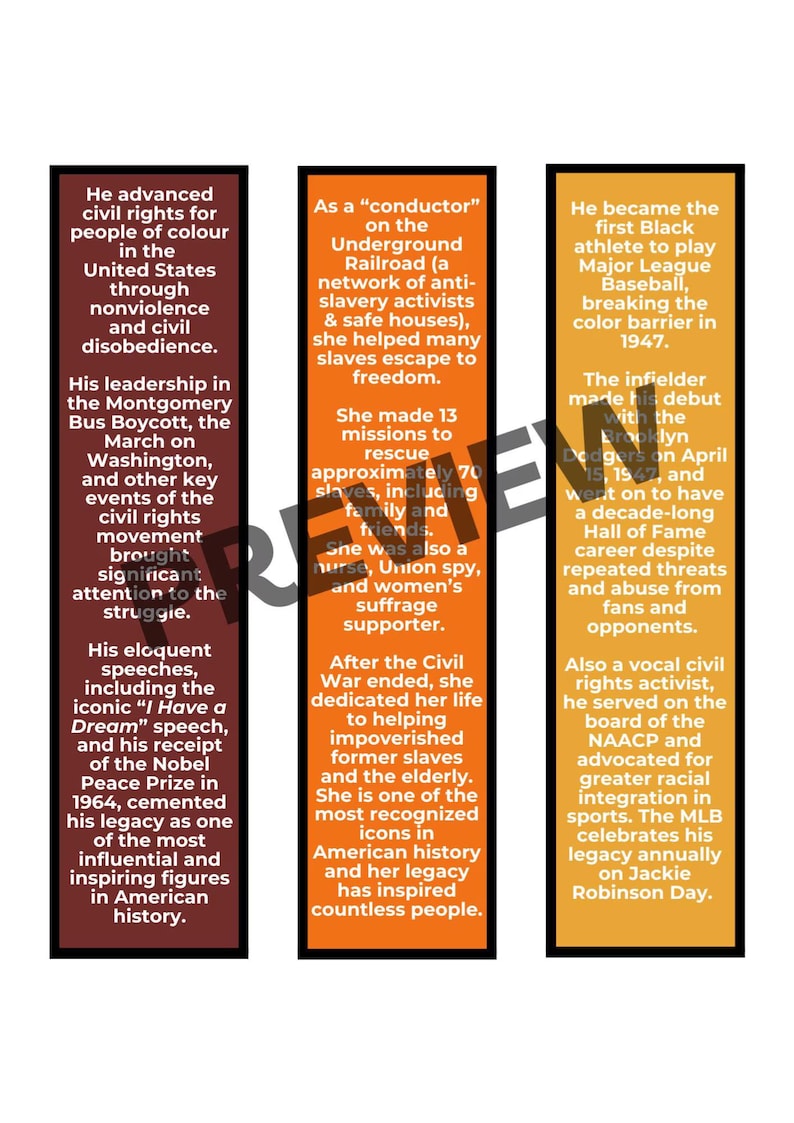 Black History Month Bookmarks Bundle: Famous African American Civil ...