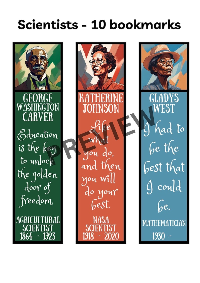 Black History Month Bookmarks Bundle: Famous African American Civil ...