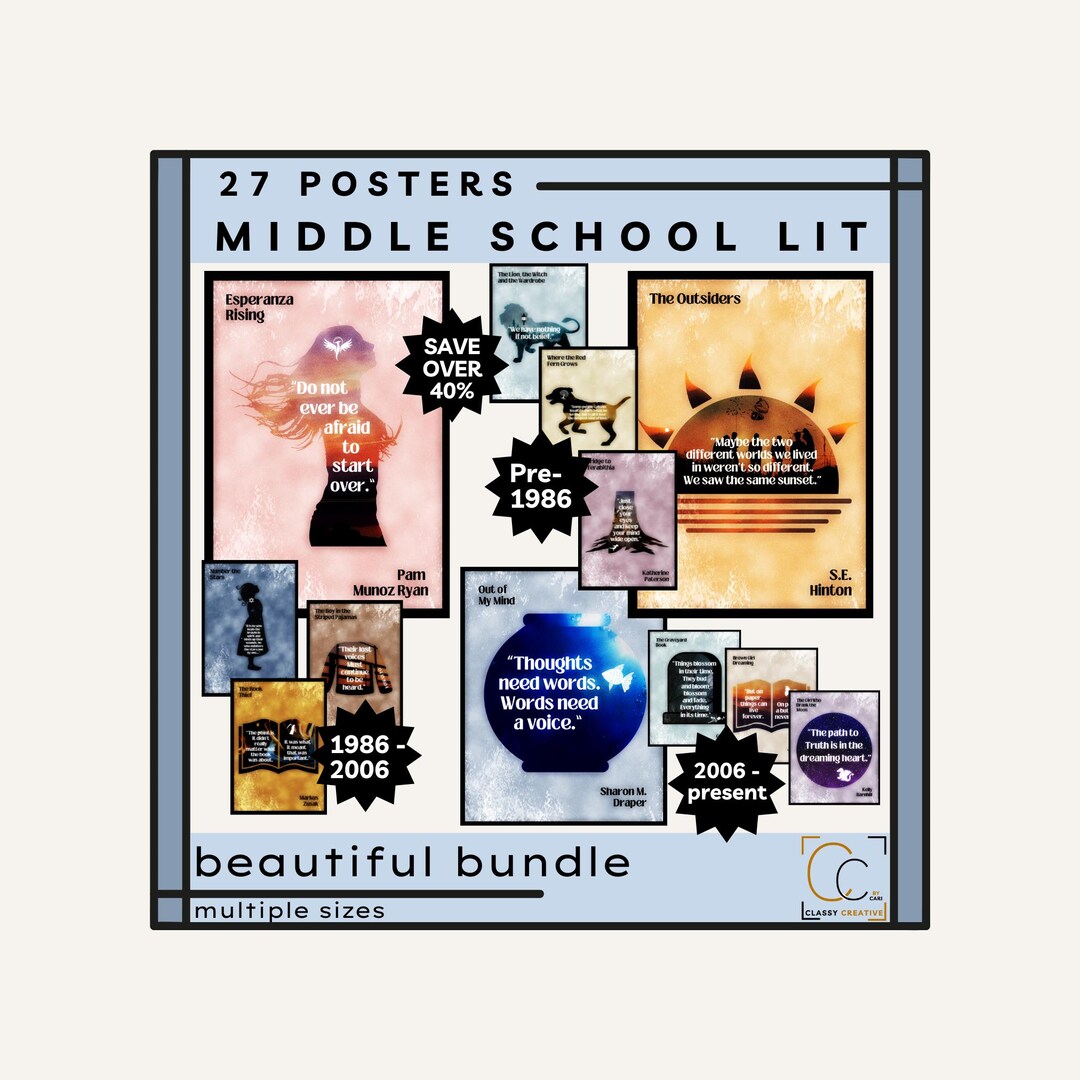 Middle School Literature Poster Bundle Library Posters Middle School ...